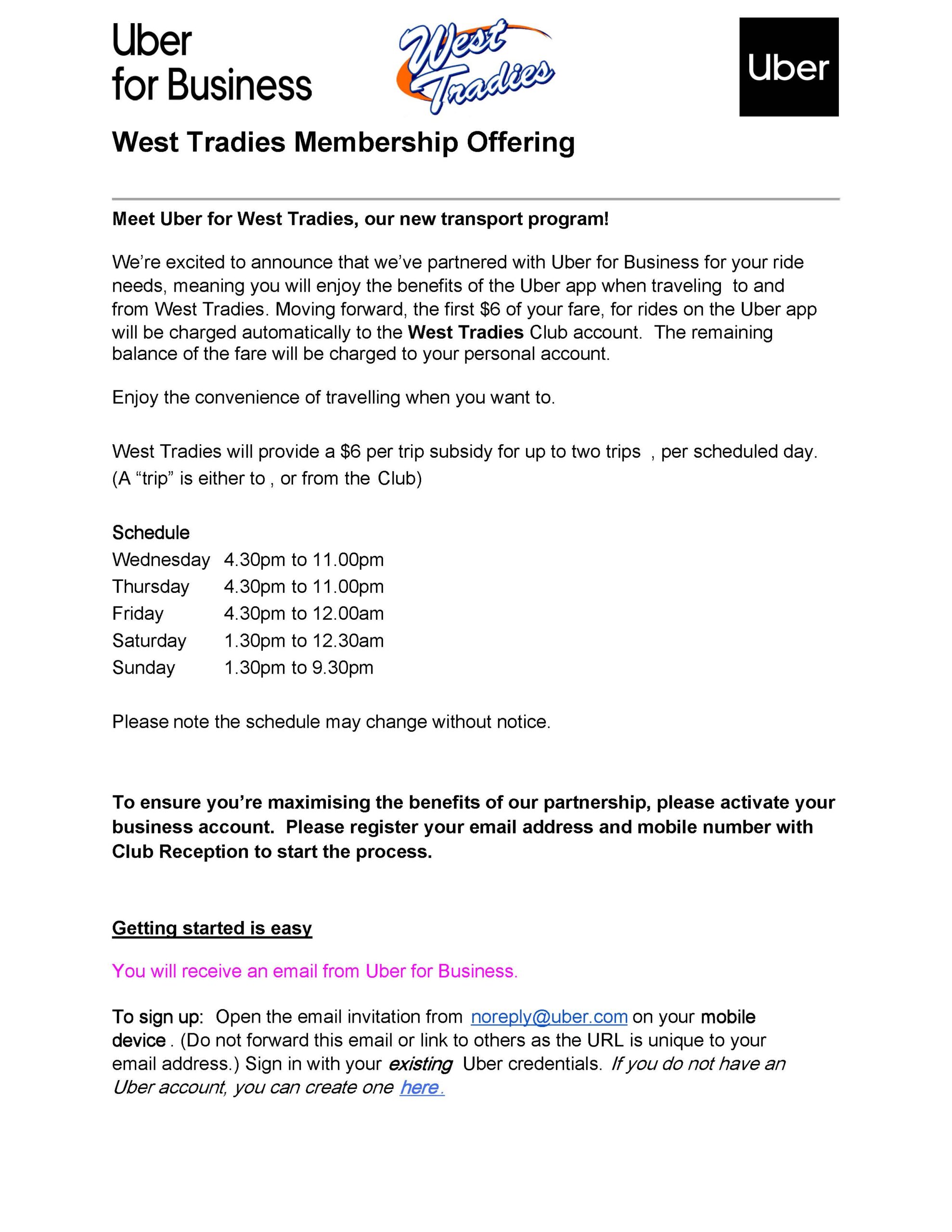 Members Transport Program – West Tradies